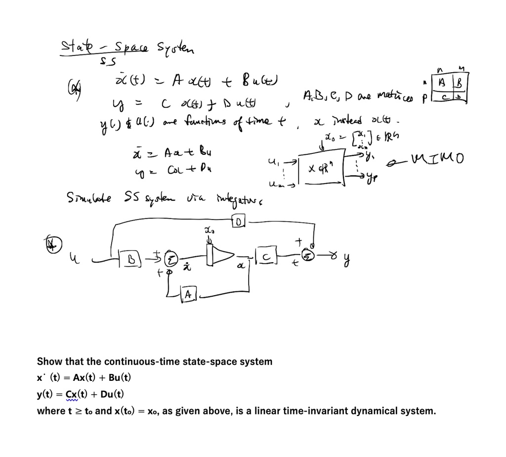 state space system ss 4 xt axt but y cxt dut a b c d are matrices n m a b c d y1 and a are ...