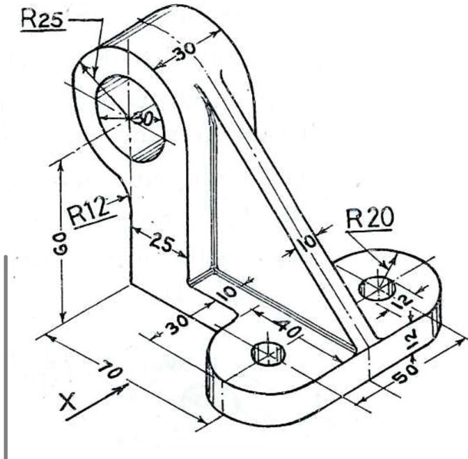 draw front view and top view of an orthographic projection r25 r12 go ...