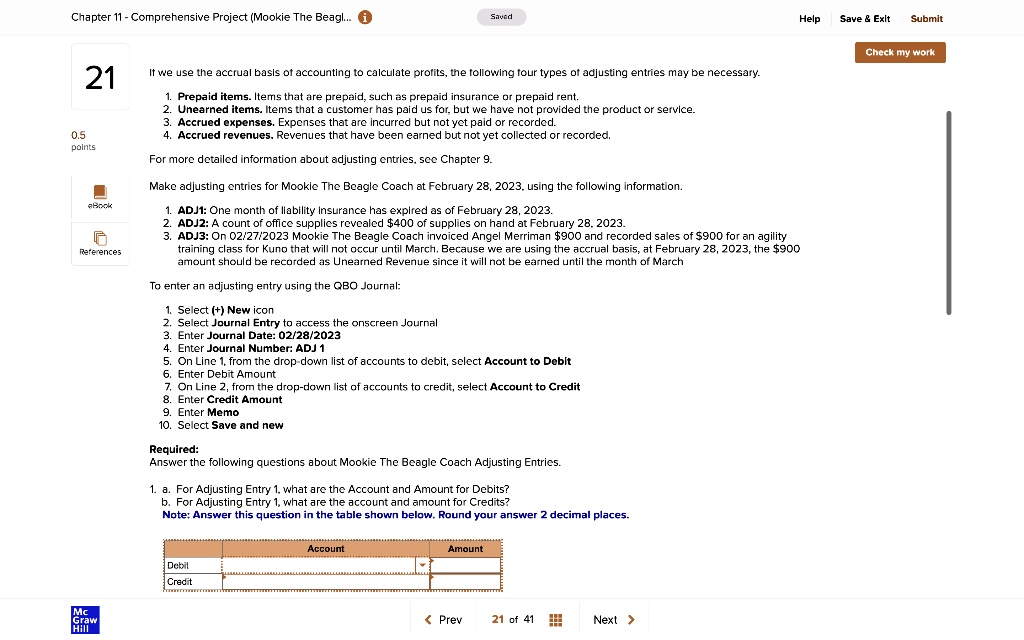 chapter 11 comprehensive project mookie the beagli saved help save exit submit check my work 21 ...