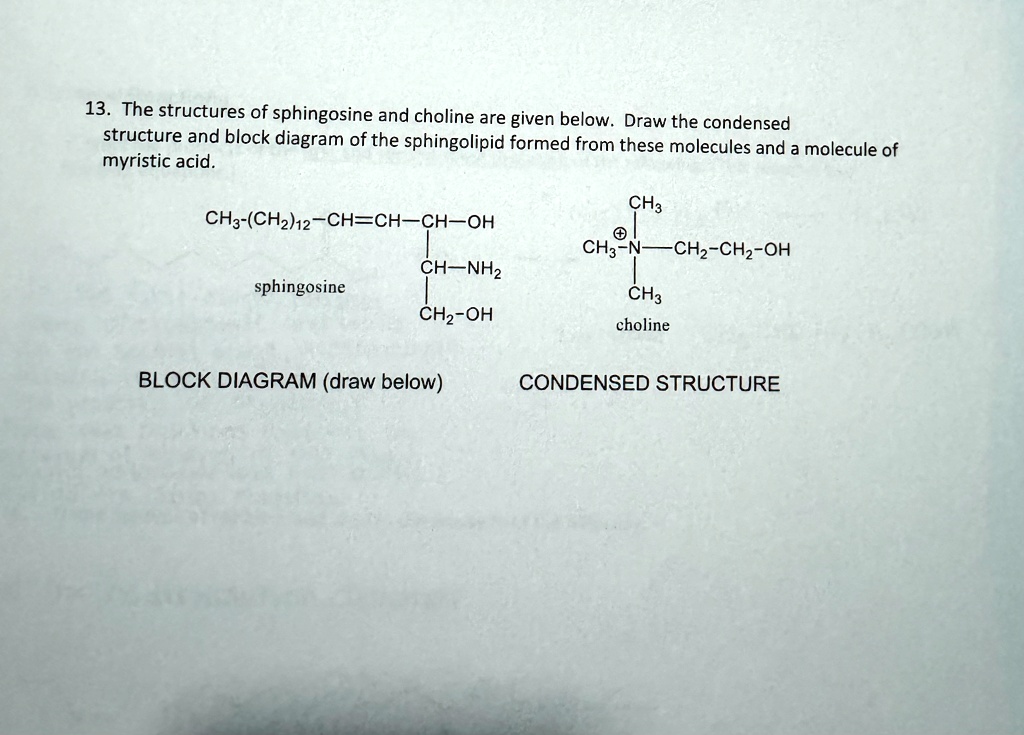 the structures of sphingosine and choline are given below draw the ...