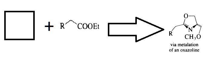 + R∼ COOEt →Product via metalation of an oxazoline