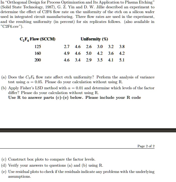 In "Orthogonal Design for Process Optimization and Its Application to Plasma Etching" (Solid ...
