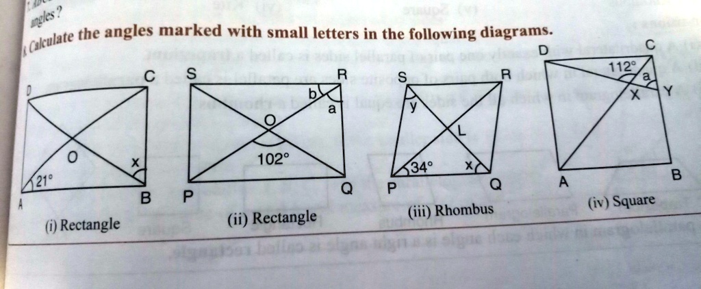SOLVED: 'Calculate the angles marked in small letters in the following diagrams.'