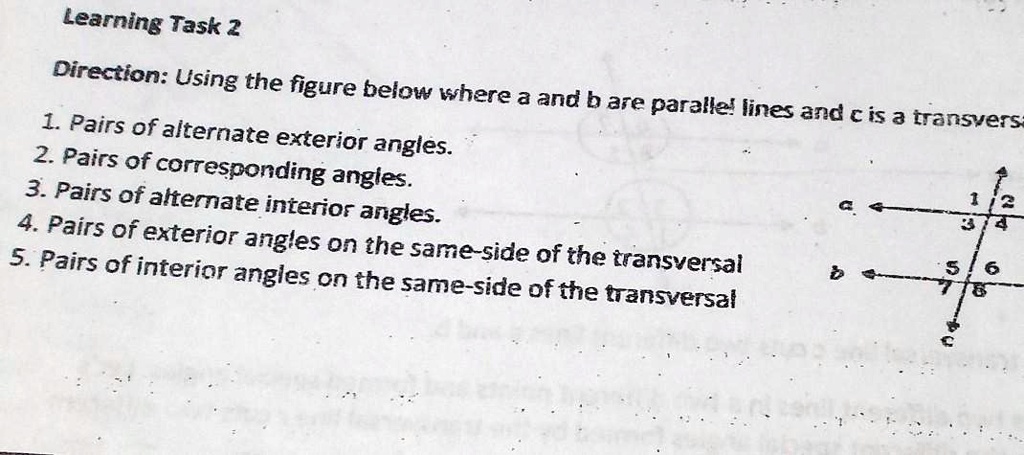 learning task 2direction using the figure below where a and bare parallel lines and c is a ...