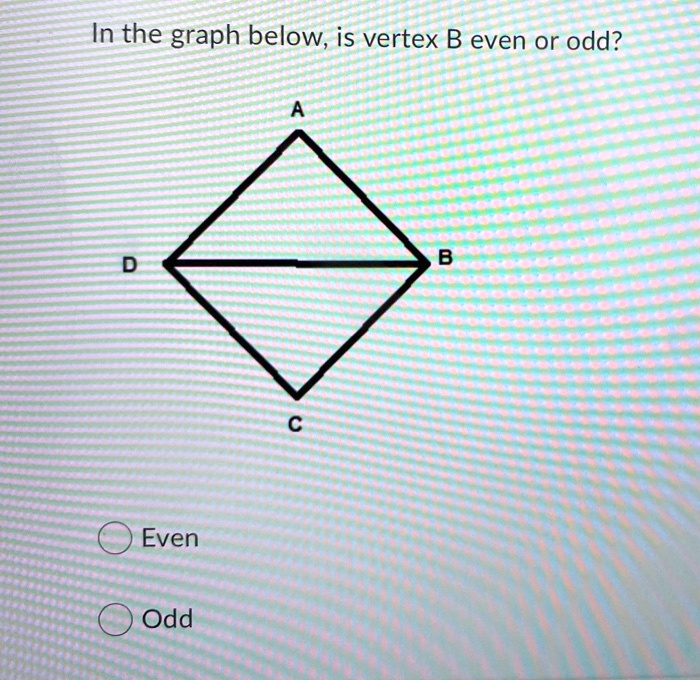 SOLVED: In the graph below; is vertex B even or odd? Even Odd