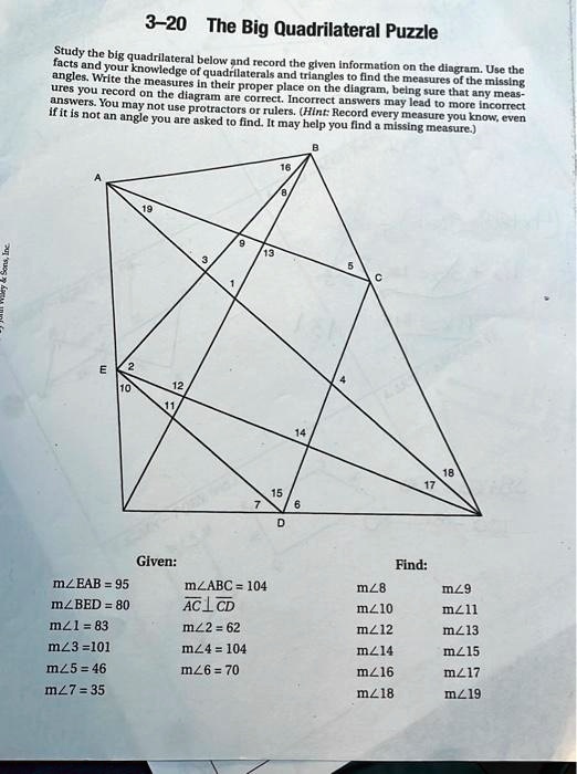 3-20 The Big Quadrilateral Puzzle Study the big quadrilateral below and ...