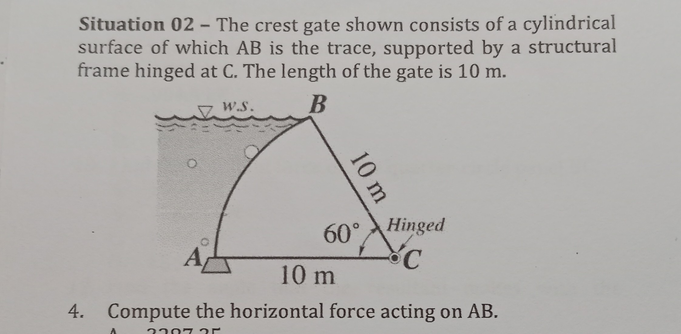 Situation 0 2 - The crest gate shown consists of a cylindrical surface ...