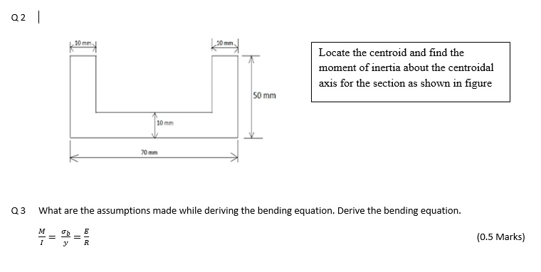 Q2 K10mm 10 mm J 70 mm 10 mm 10 mm. 50 mm Locate the centroid and find ...