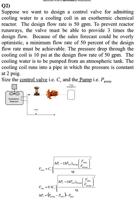 Q2) Suppose we want to design a control valve for admitting cooling ...