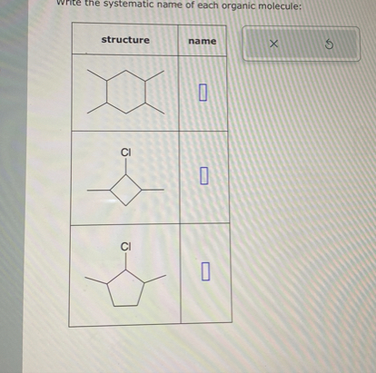 SOLVED: the systematic name of each organic molecule: structure