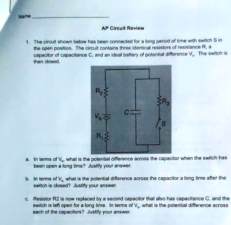 name ap circuit review the circuit shown below has been connected for a ...
