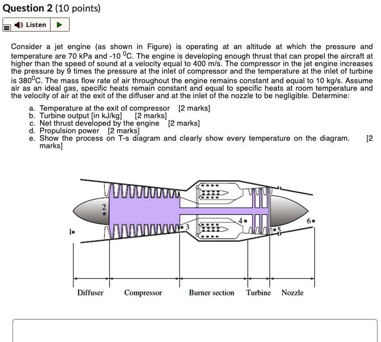 Question 2 (10 points) Listen Consider a jet engine (as shown in Figure ...