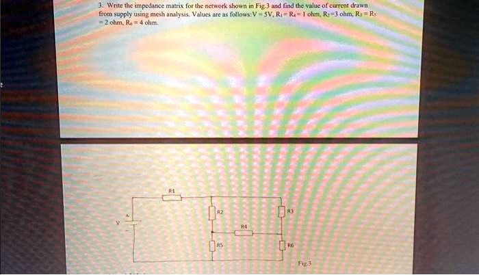 3. Write the impedance matrix for the network shown in Fig.3 and find the value of current drawn ...
