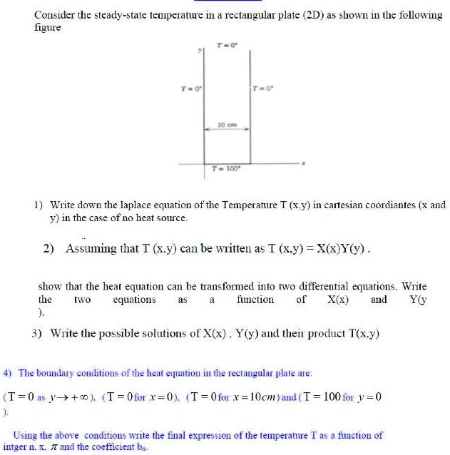 SOLVED: Consider the steady-state temperature in a rectangular plate ...