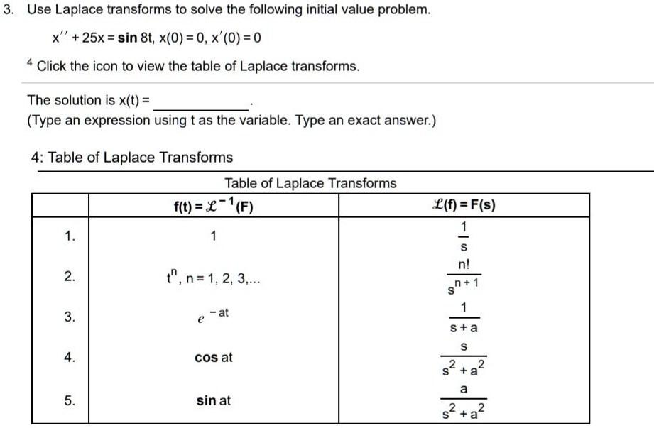 SOLVED: Use Laplace transforms to solve the following initial value ...