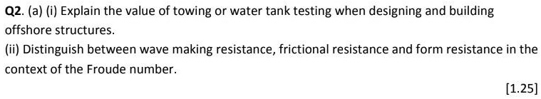 SOLVED: Q2. (a) (i) Explain the value of towing or water tank testing ...