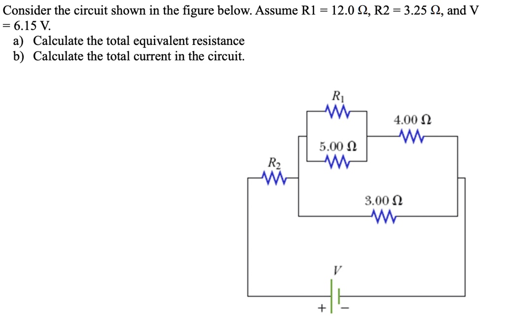 Consider the circuit shown in the figure below. Assume R1 = 12.0 Ω, R2 ...