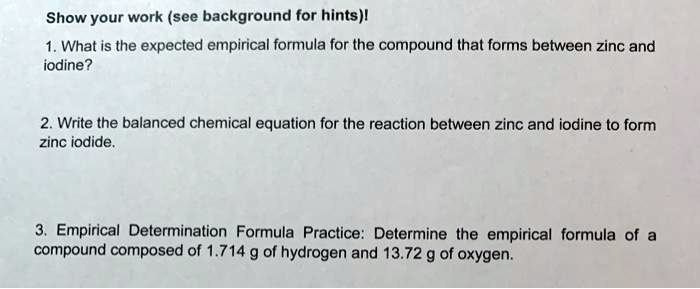 SOLVED: Show your work (see background for hints)I What Is the expected ...