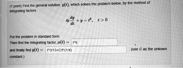 point find the general solution yt which solves the problem below by ...