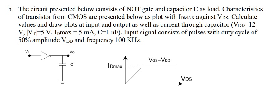 SOLVED: 5. The circuit presented below consists of a NOT gate and a capacitor C as a load. The ...