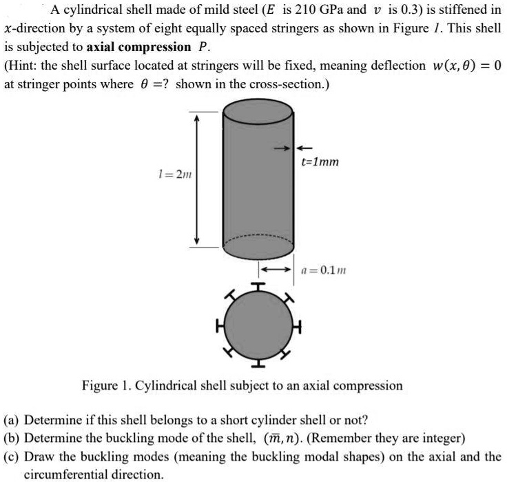 cylindrical shell made of mild steel e is 210 gpa and is 03 is ...