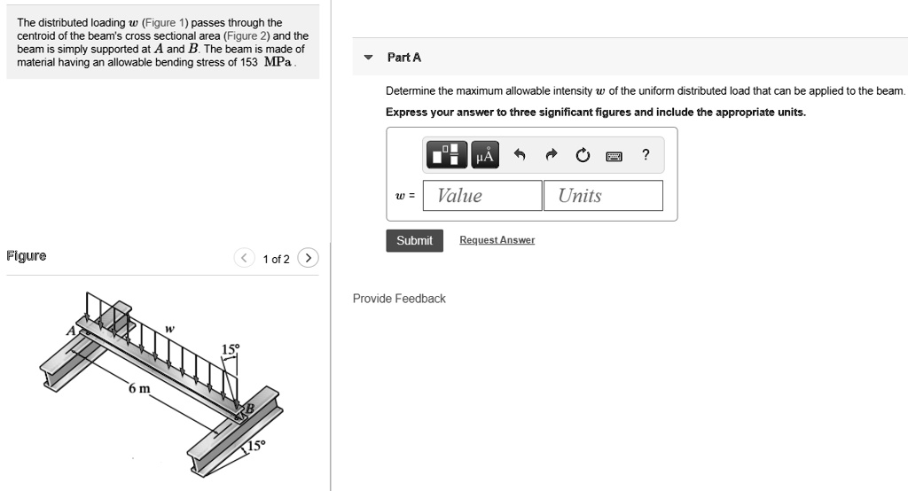 SOLVED: The distributed loading w (Figure 1)passes through the centroid of the beam's cross ...