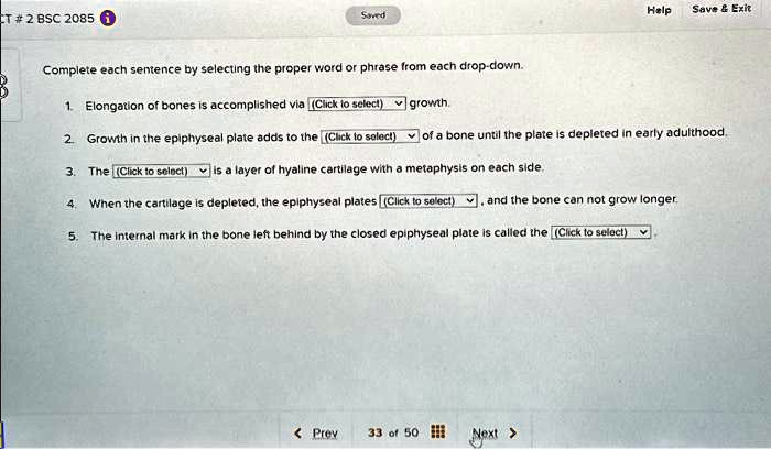 t2bsc2085 saved help saveexit complete each sentence by selecting the proper word or phrase from ...