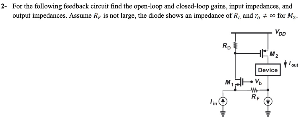 Solved 2 For The Following Feedback Circuit Find The Open Loop And Closed Loop Gains Input
