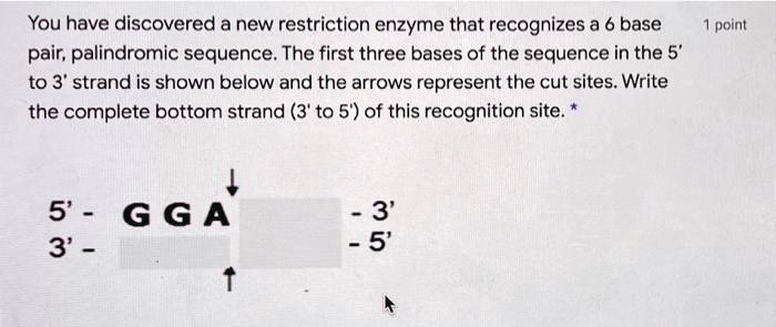 SOLVED: You have discovered a new restriction enzyme that recognizes a ...
