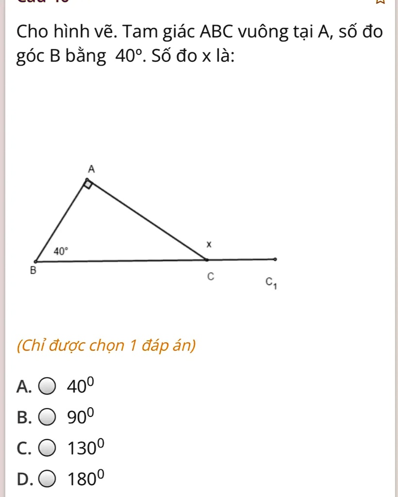 Solved Cho HÃ¬nh Váº½ Tam GiÃ¡c Abc VuÃ´ng Táº¡i A Sá‘ Ä‘o GÃ³c B 7164