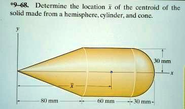 *9-68. Determine the location x̅ of the centroid of the solid made from ...