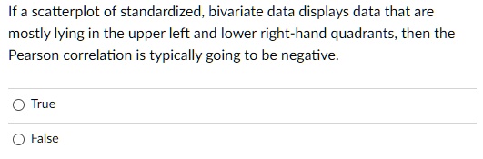 SOLVED: If a scatterplot of standardized,bivariate data displays data ...