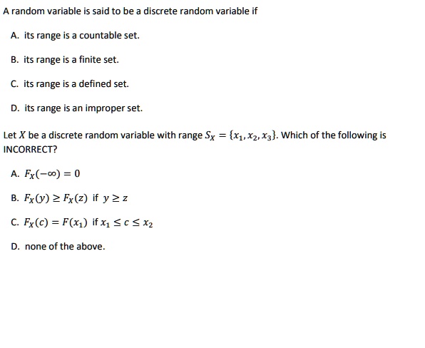 SOLVED: A random variable is said to be discrete random variable if its ...