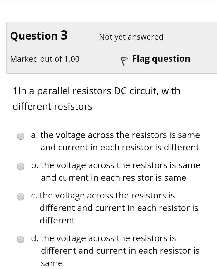 SOLVED: Question 3 Not yet answered Marked out of 1.00 Flag question ...
