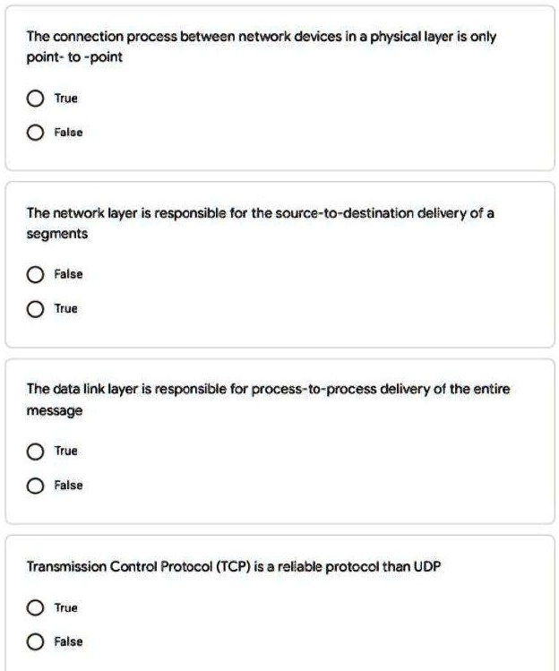 SOLVED: 'The connection process between network devices in physical layer is only point- to ...