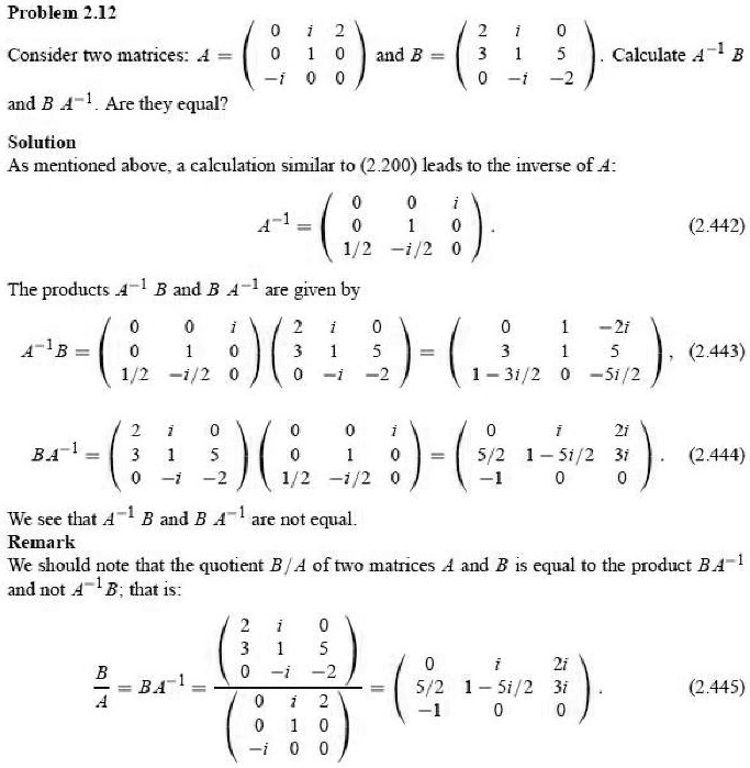 Problem 212 consider nvo matrices 4 and b calculate 4 and b...