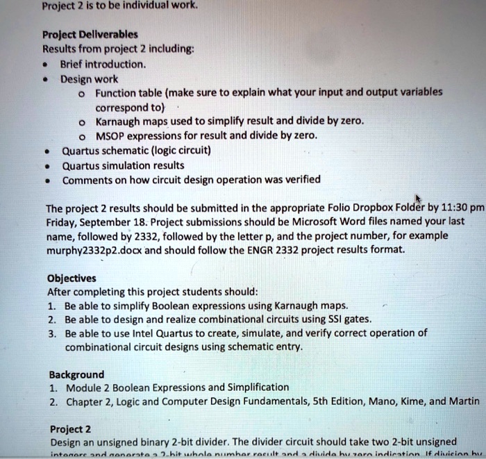 SOLVED: Design a truth table and MSOP for a 2-bit divider with two 2-bit inputs that produce a 2 ...