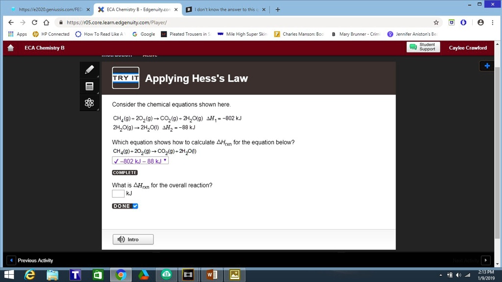 SOLVED: Consider the chemical equations shown here. Which equation shows how to calculate Î”Hrxn ...