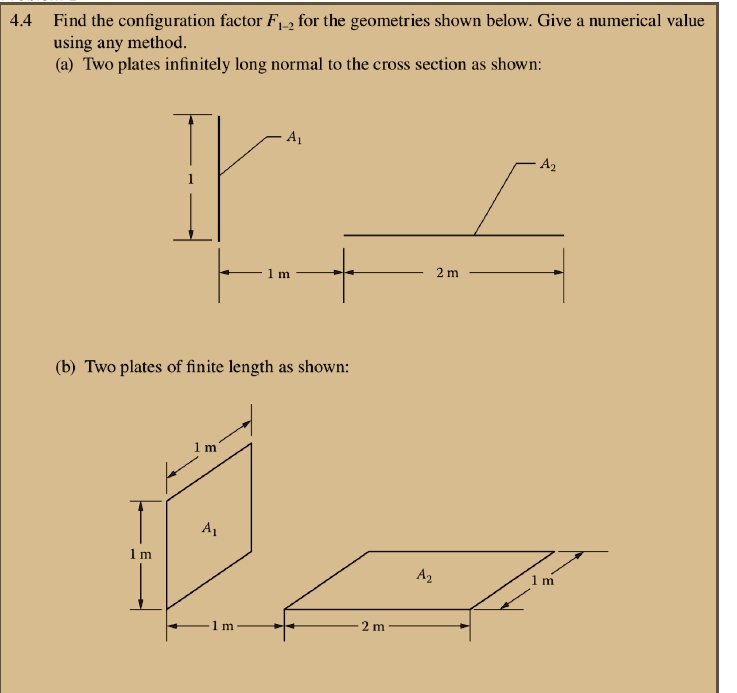 44 Find the configuration factor F, for the geometries shown below ...