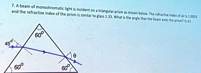 VIDEO solution: A beam of monochromatic light is incident on a triangular prism as shown below ...