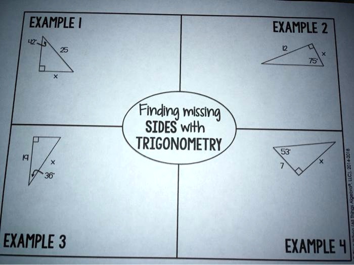 SOLVED: EXAMPLE | EXAMPLE 2 Finding" missing SIDES with TRIGONOMETRY ...