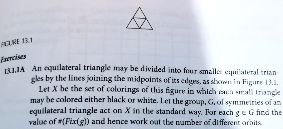 SOLVED: (FIGURE 13.1 Exercises 13.1.1A An equilateral triangle may be divided into four smaller ...