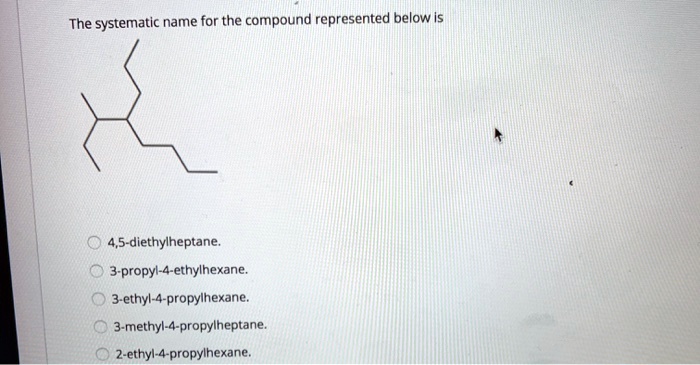 SOLVED:The systematic name for the compound represented below Is 4,5 ...