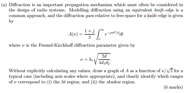 SOLVED: Diffraction is an important propagation mechanism that must ...