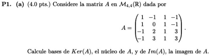 SOLVED: Translation: P1 (a) Consider the matrix A in M 4x4 given by ...