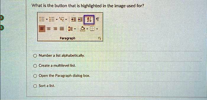 What is the button that is highlighted in the image used for? Paragraph ...