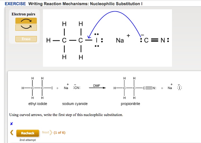 exercise writing reaction mechanisms nucleophilic substitution electron pairs h eraso hc s 1 h h ...