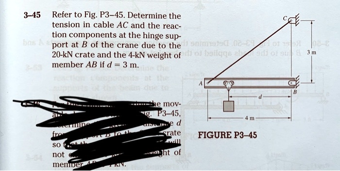 345 refer to fig p3 45 determine the tension cable ac and the reac tion ...