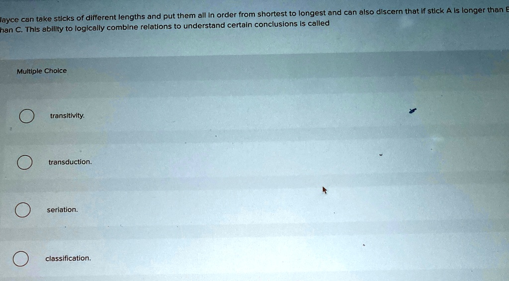 jayce can take sticks of different lengths and put them all in order ...