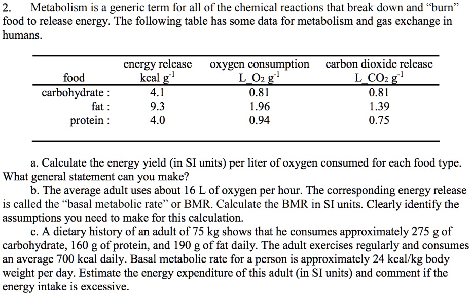 SOLVED: 2. Metabolism is a generic term for all of the chemical ...